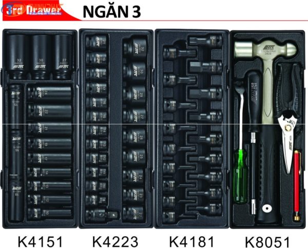 Tủ đồ nghề và 344 chi tiết JTC-5021+344 - TPET VIỆT NAM